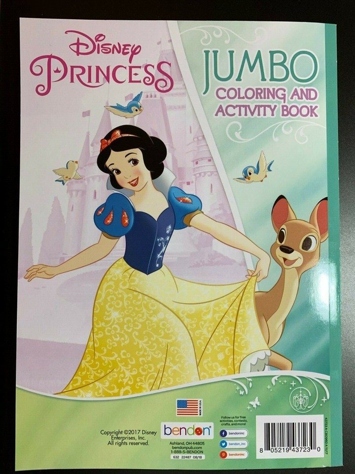 DISNEY PRINCESS JUMBO COLORING & ACTIVITIES BOOK NEW BELLE, SNOW WHITE ...