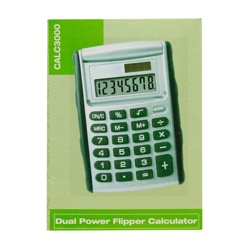 Dual Power Flipper Calculator CALC3000 5" x 3-1/2" in Silver | eBay