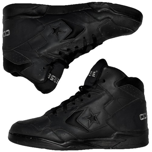 VTG Converse Icon Men’s 11 Black Leather High Top Basketball Shoes ...