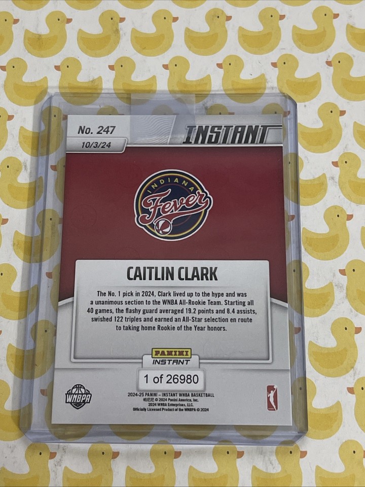 CAITLIN CLARK 2024 PANINI INSTANT 247 WNBA Indiana Fever All-Rookie ...