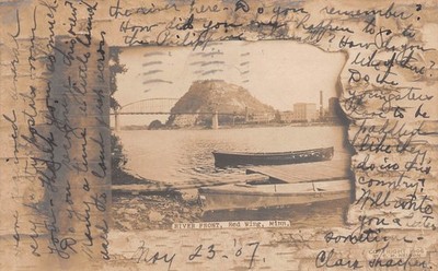 Real Photo Red Wing MN River Front Barn Bluff 1907 C. M. Nelson RPPC ...