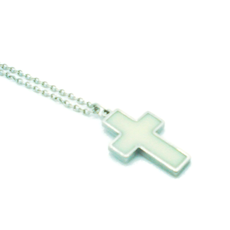 Glow In The Dark Cross Pendant Necklace Stainless Steel (glows aqua) | eBay