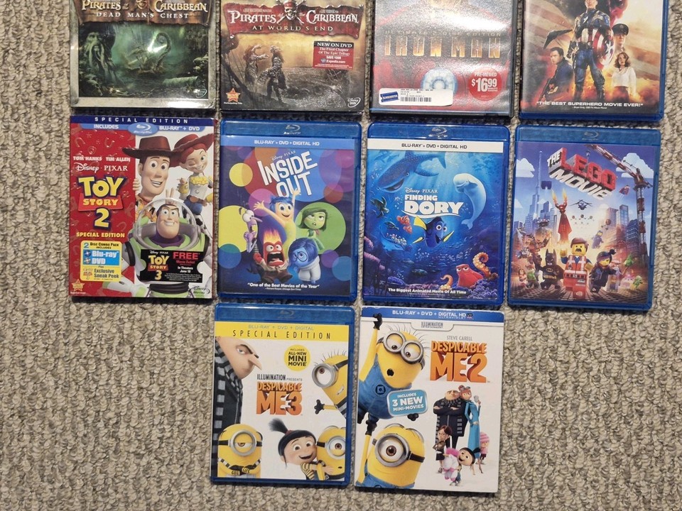 All Disney Marvel Universal Blu Ray Lot - 10 Movies - 2 Movies Brand ...