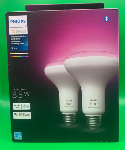 Philips Hue White and Color Ambiance BR30 Bluetooth 85W Smart LED Bulb ...