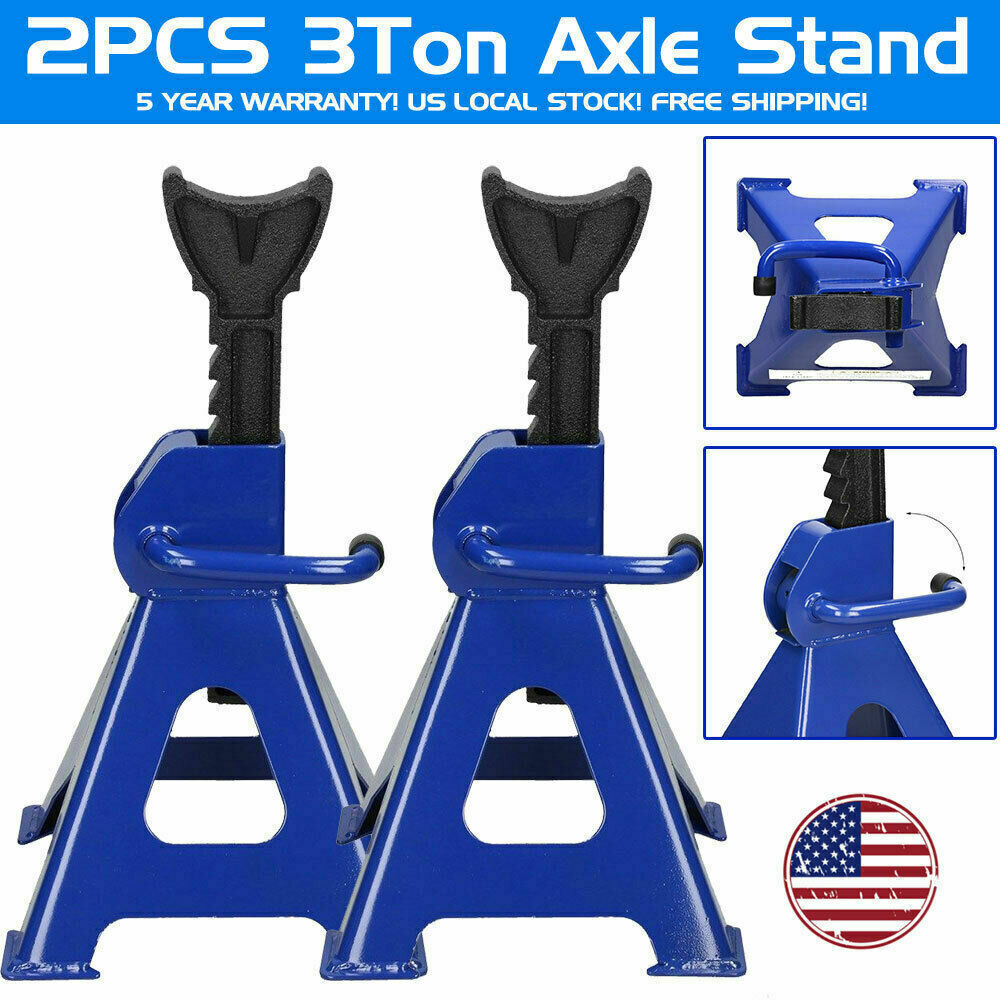 Pair 3 Ton Axle Stands Lifting Capacity Stand Heavy Duty Car Caravan ...