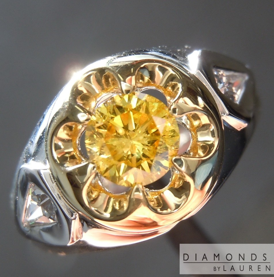 .57ct Fancy Vivid Yellow Round Diamond "Uber" Ring GIA R4432 Diamonds ...