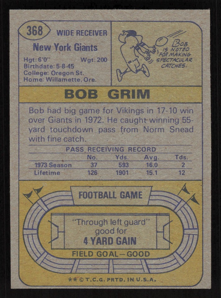 1974 Topps #368 Bob Grim Card TCCCX | eBay