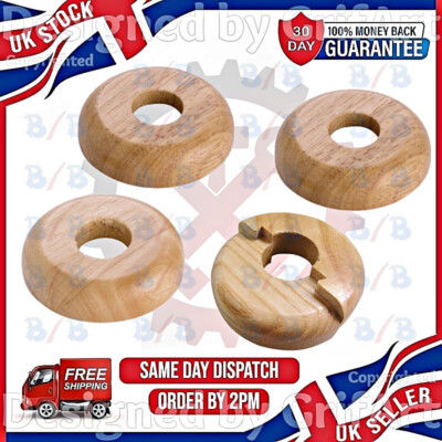 FOUR 15MM REAL OAK COLOUR WOODEN WOOD RADIATOR PIPE COLLARS COVER FLOOR ...