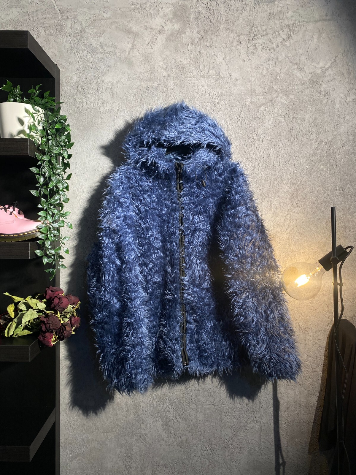 VINTAGE AVANT GARDE PLAYBOI CARTI FURRY JACKET BLUE S… - Gem