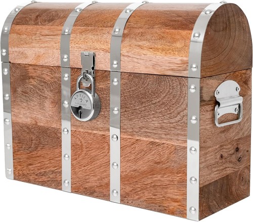 Handmade Pirate Treasure Chest with Lock and Keys - 16 x 12 Inch ...