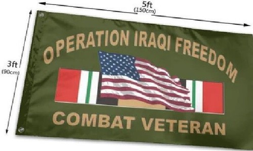 3X5 OPERATION IRAQI FREEDOM COMBAT VETERAN OLIVE DRAB MILITARY FLAG ...