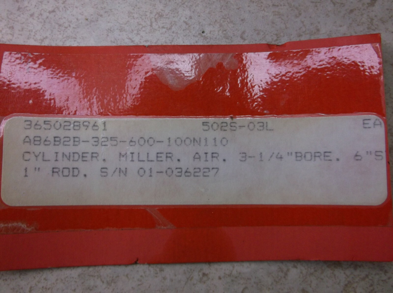 MILLER, A-86B2B-03.25-6.000-0100-N11-0, AIR CYL, 3.25" BORE, 6" STROKE ...