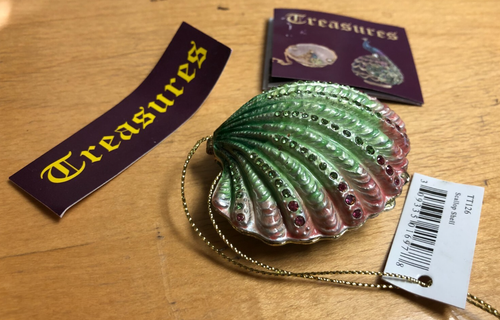 BRIDGMAN TREASURES Multi Colored Clam Trinket Box w/ Matching Necklace ...