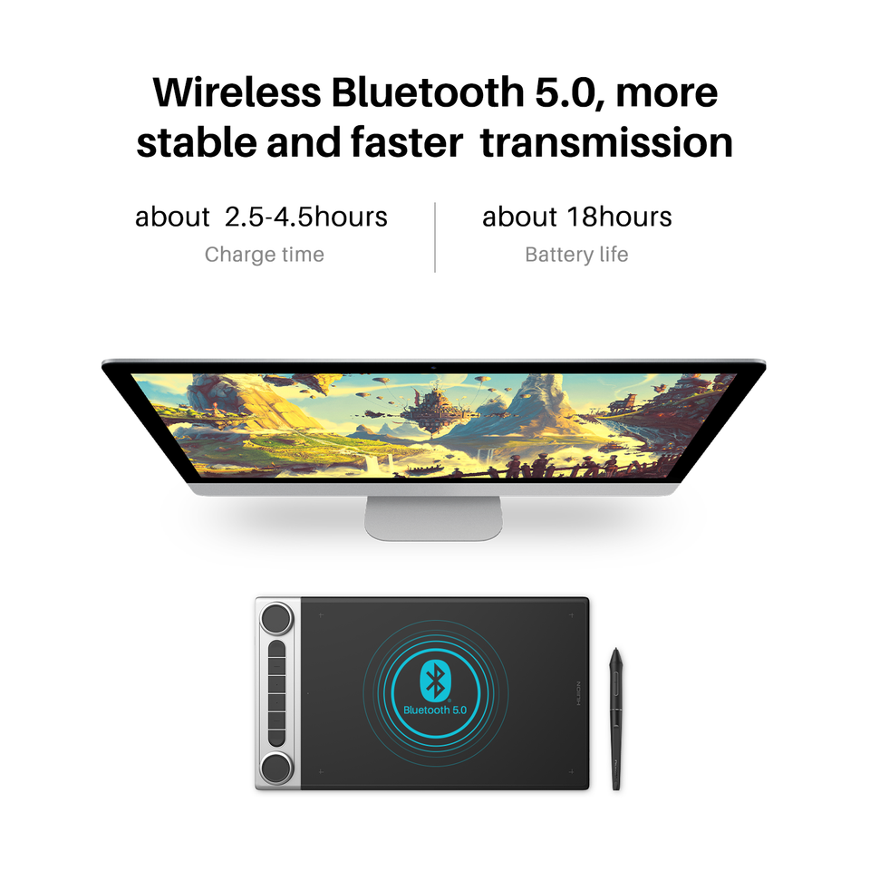 HUION Inspiroy Dial 2 Bluetooth Wireless Graphics Drawing Tablet ...