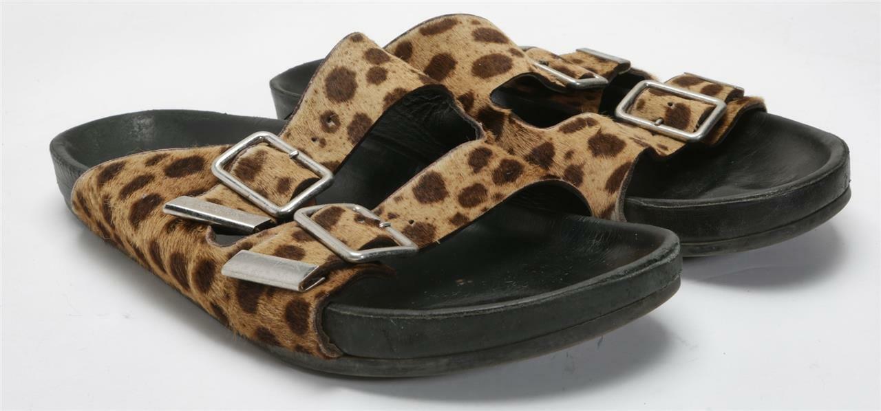 GIVENCHY Womens Leopard Print Pony Hair Buckled Slide… - Gem