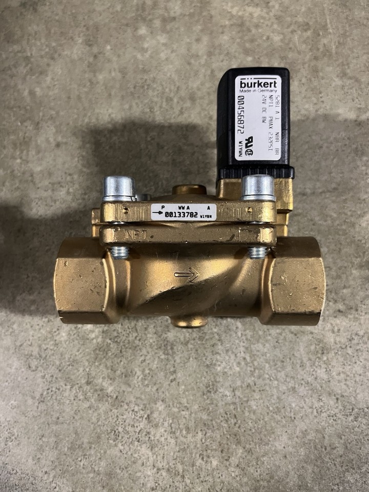 Burkert 5281 1" Solenoid Valve 24VDC 232 PSI Brass Body NPT Connection ...