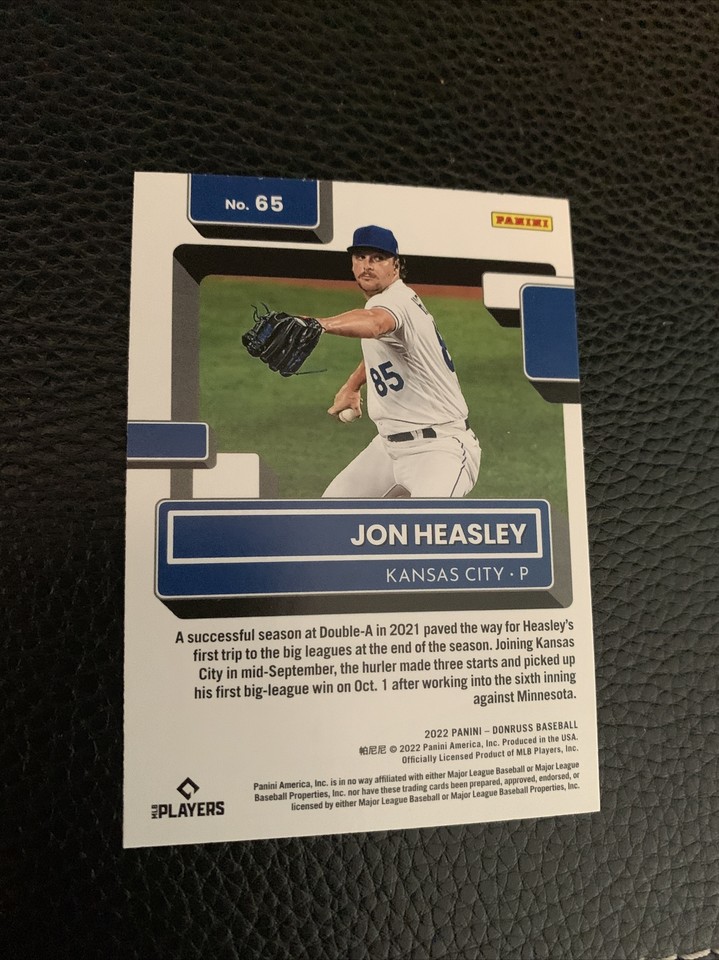 2022 Donruss Baseball Base Rated Rookies #65 Jon Heasley - Kansas City ...