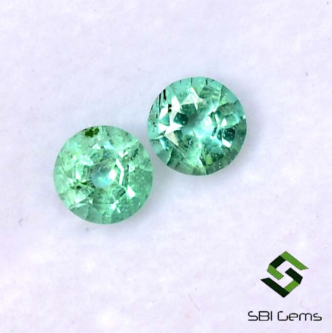 Certified Natural Emerald Round Cut Pair 4.25 mm 0.63 Cts Untreated ...