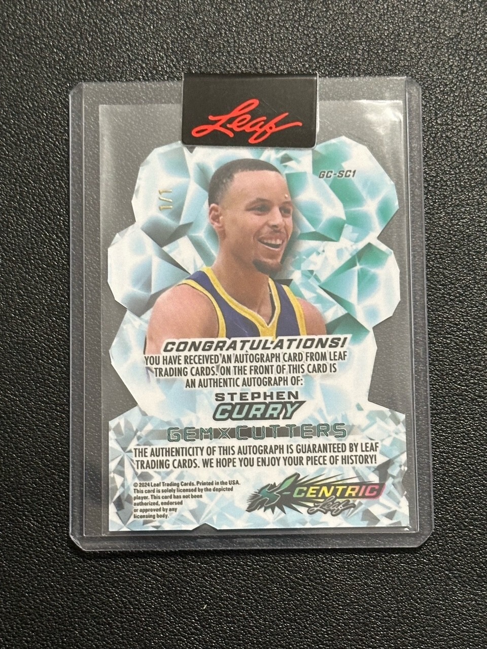 STEPHEN CURRY 2024 LEAF X-CENTRIC DIE-CUT GEM CUTTERS AUTO YELLOW ...