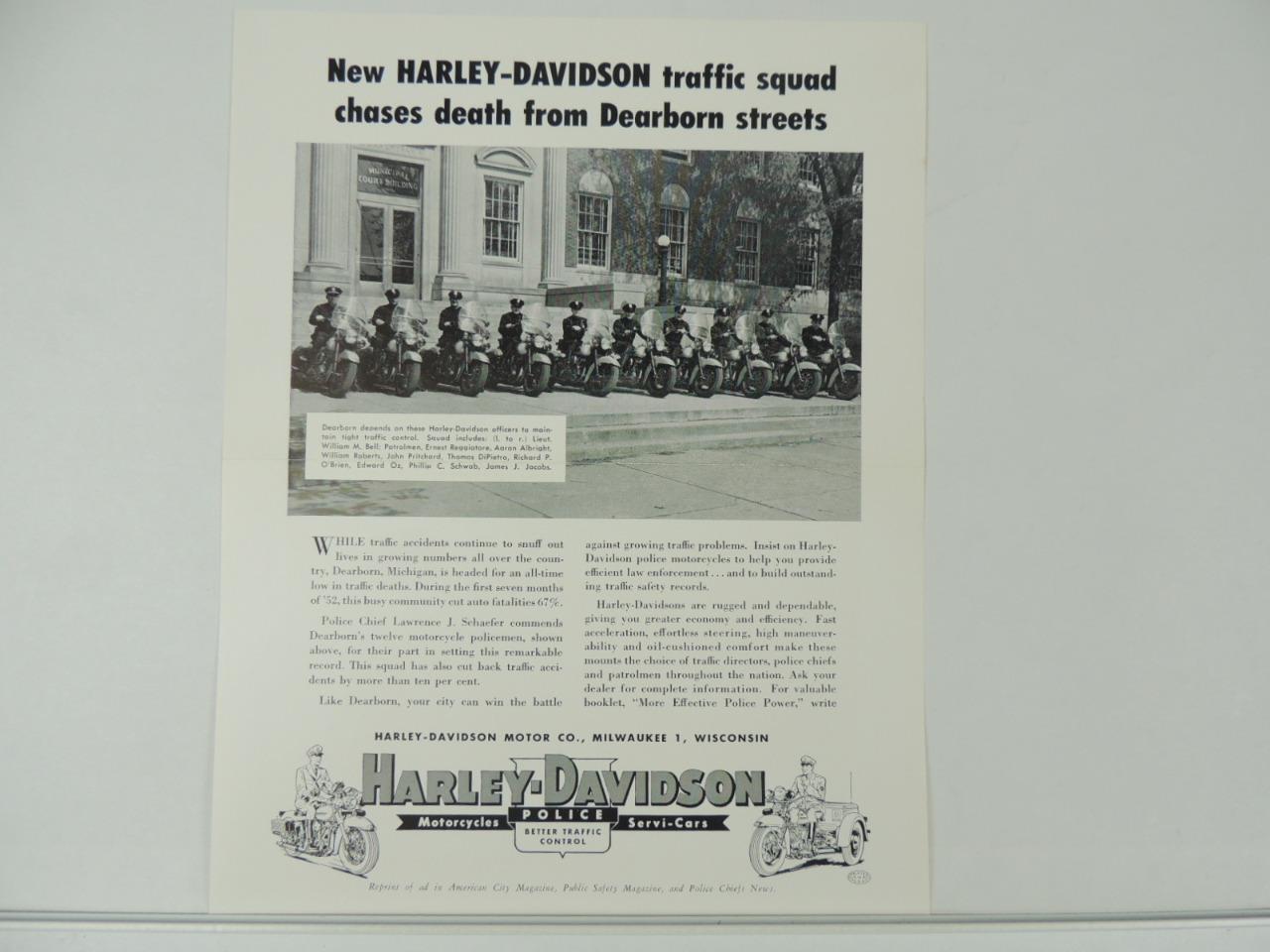 Vintage 1952 ? Harley-Davidson Police Advertisement Brochure Servi-Car ...