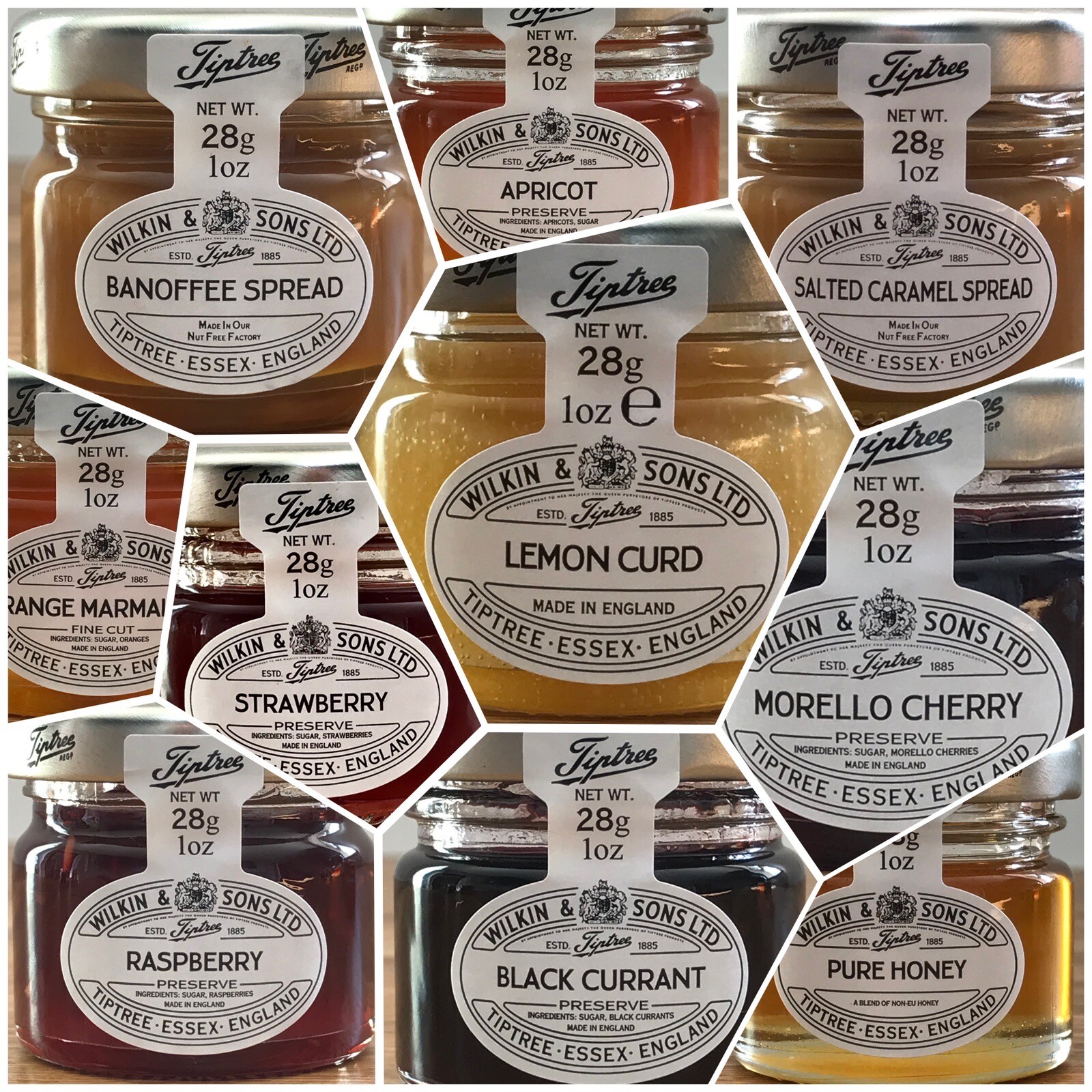 TIPTREE 20 x MIXED MINIATURE JAMS,CURDS,SPREADS,HONEY, GREAT FOR ...