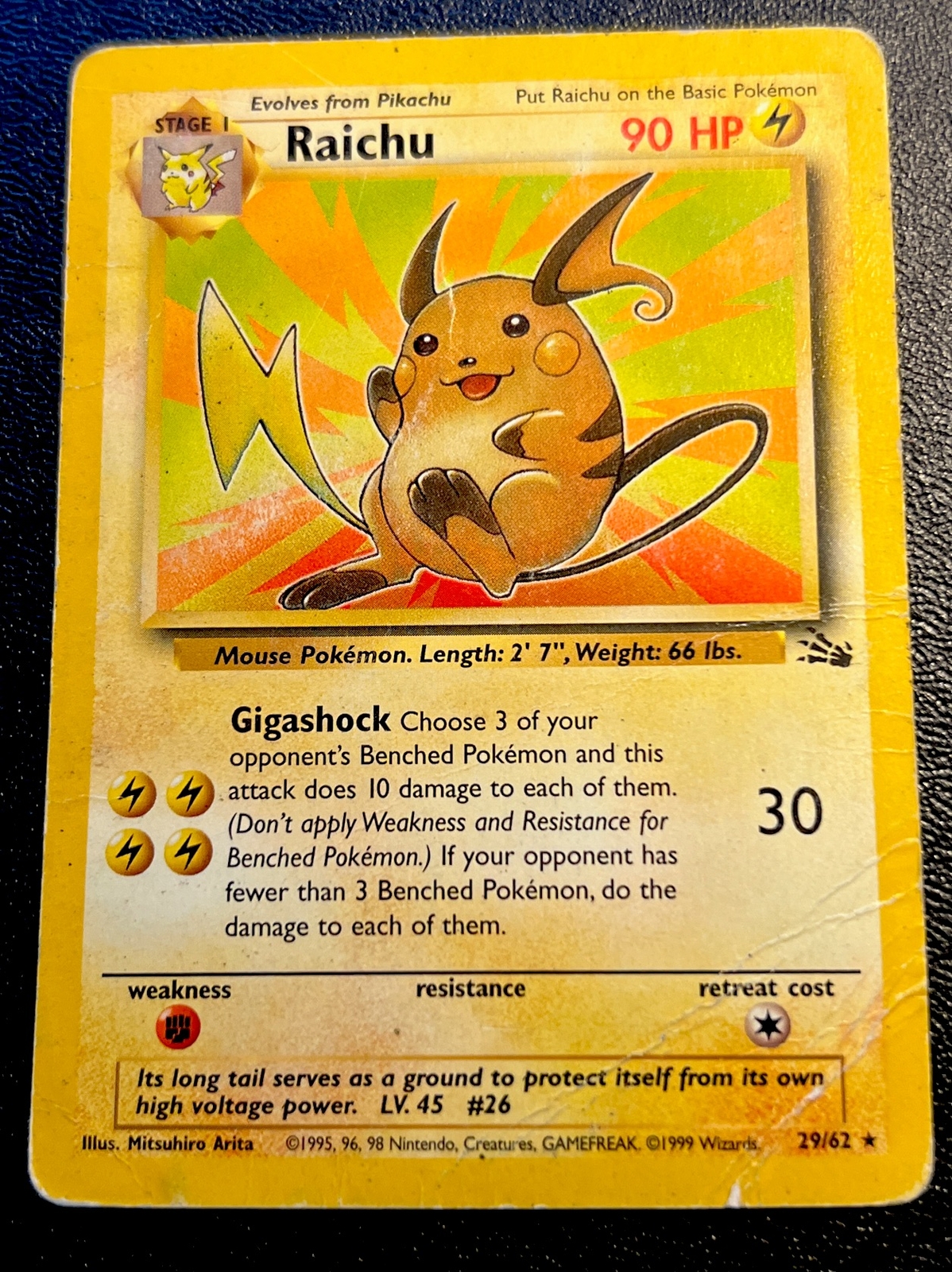 Raichu 29/62 DMG Non Holo Rare Unlimited Fossil Pokemon Card! | eBay