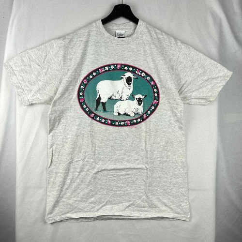 Vintage 90s Animal Cute Lamb Sheep T shirt Large - Gem