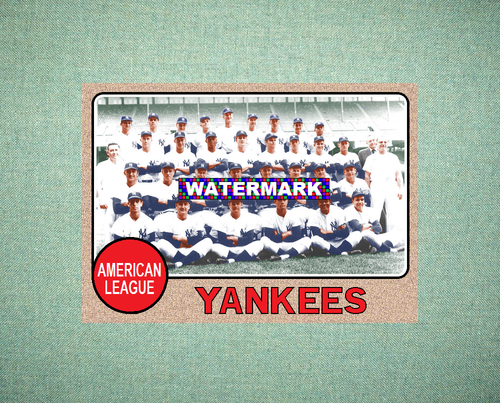 New York Yankees Team 1968 Style Custom Baseball Art Card | eBay
