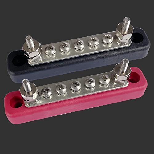 5 Terminals Brass Bus Bar 4.2" Power and Ground Distribution Block ...