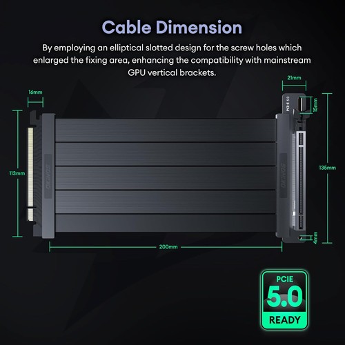PCIE 5.0 Riser Cables, Future Proof for Gen 5 GPU, Compatible RTX4090 ...