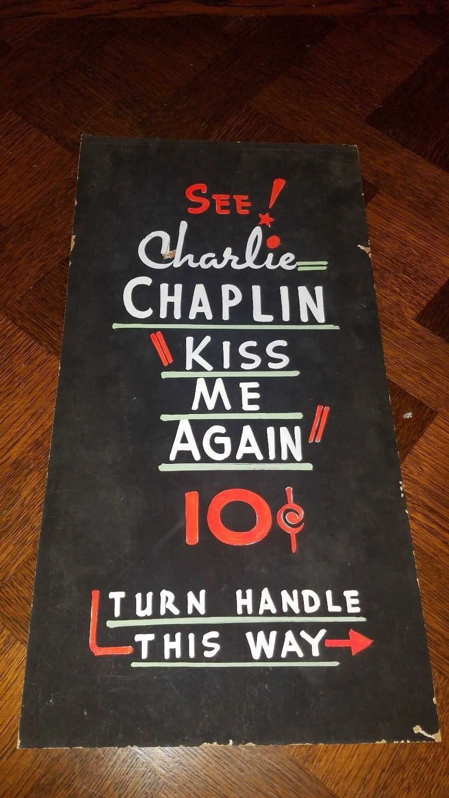 Original Mutoscope Movie Card Insert Cast Iron Tin Charlie Chaplin Kiss ...