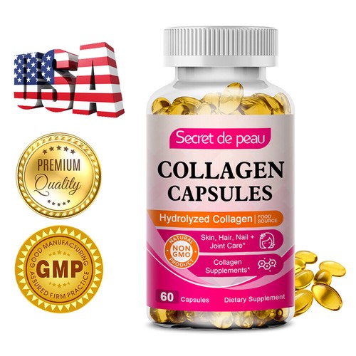 100% Natural Multi Collagen Peptides Anti Aging Skin Collagen Pills 60 ...