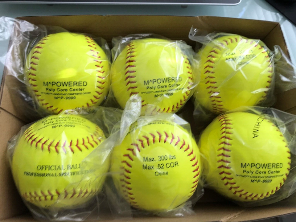 1 DOZEN 12" .52/300 LBS PU CORE SOFTBALLS COMPOSITE COVER MADE WITH ...