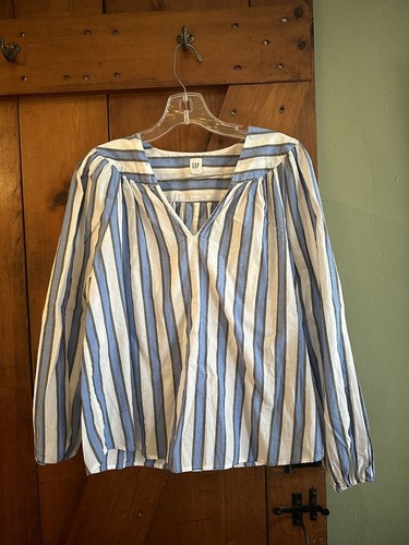 Gap Blue/White Stripe Blouse Sz S | eBay