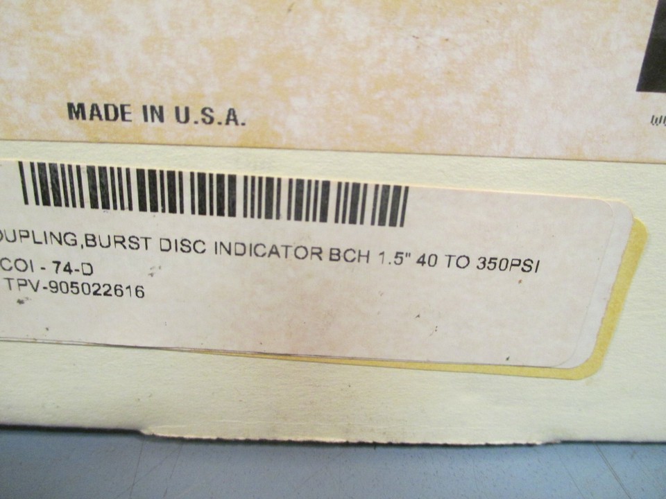 Fike Rupture Disc Burst Indicator 1.5" 40 TO 350PSI Type BCH 1323052 | eBay
