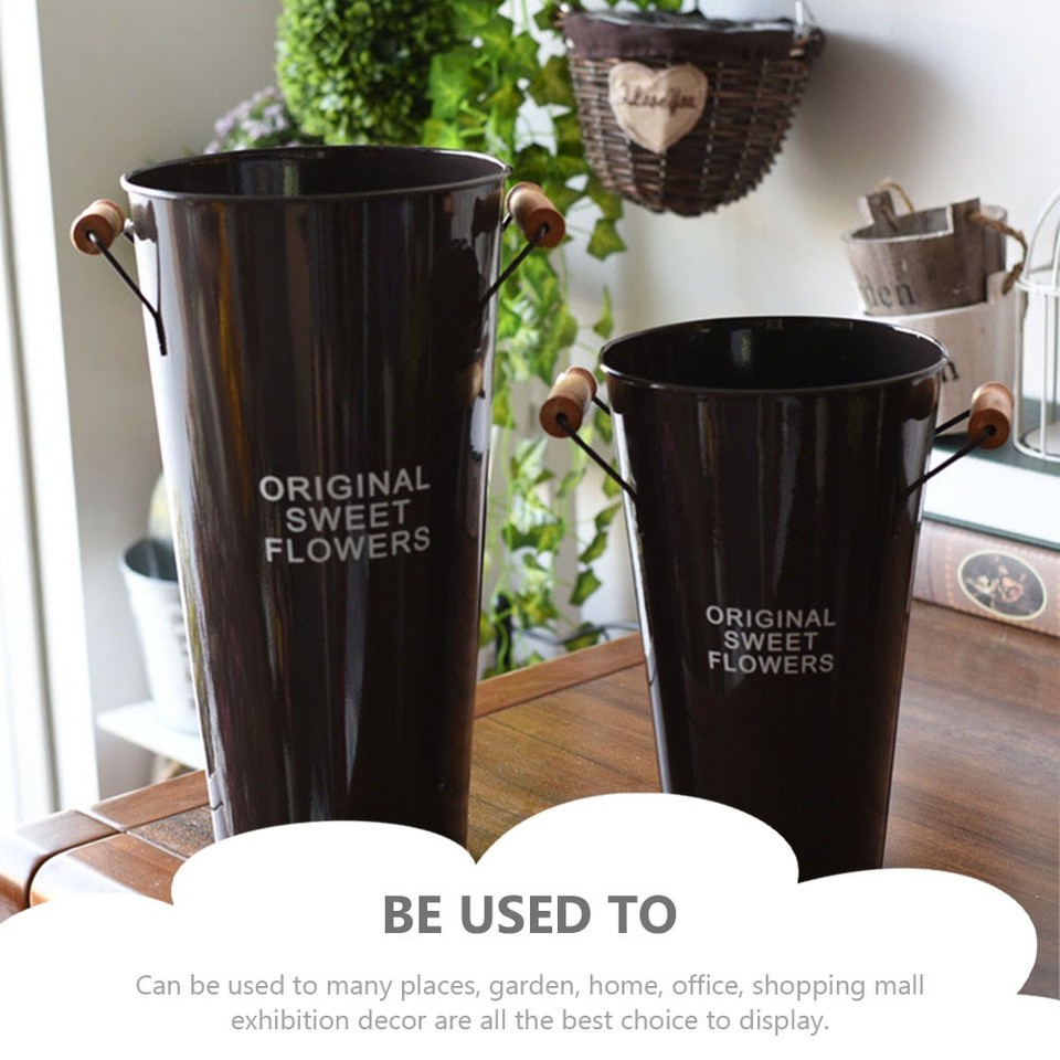 Rustic Bucket Flower Pots Vintage Metal Vase Arranging Fixture Tin ...