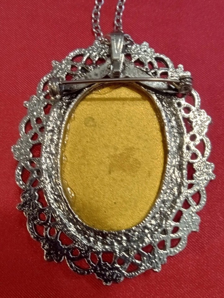 Vtg. Large Ruby Red Glass Filigree Brooch & Pendant Necklace | eBay