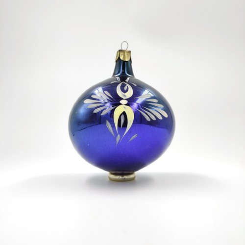 Glass Ornament "Big Blue vintage Ball" original Christmas decor | eBay