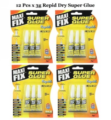 12 PIECES MEGA FIX SUPER GLUE PROFESSIONAL EXTRA STRONG INDUSTRIAL 3G ...