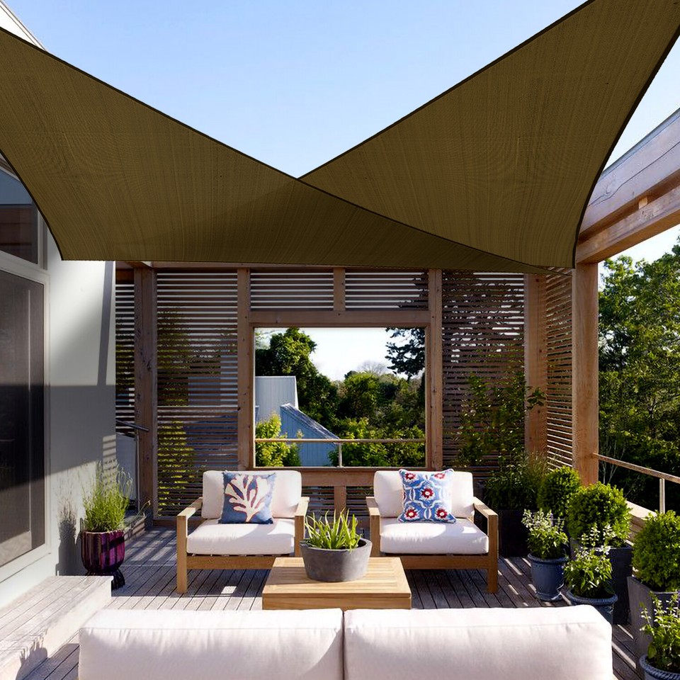 12x12x12 ft 16x16x16 ft Sun Shade Sail Triangle Garden Patio Awning ...