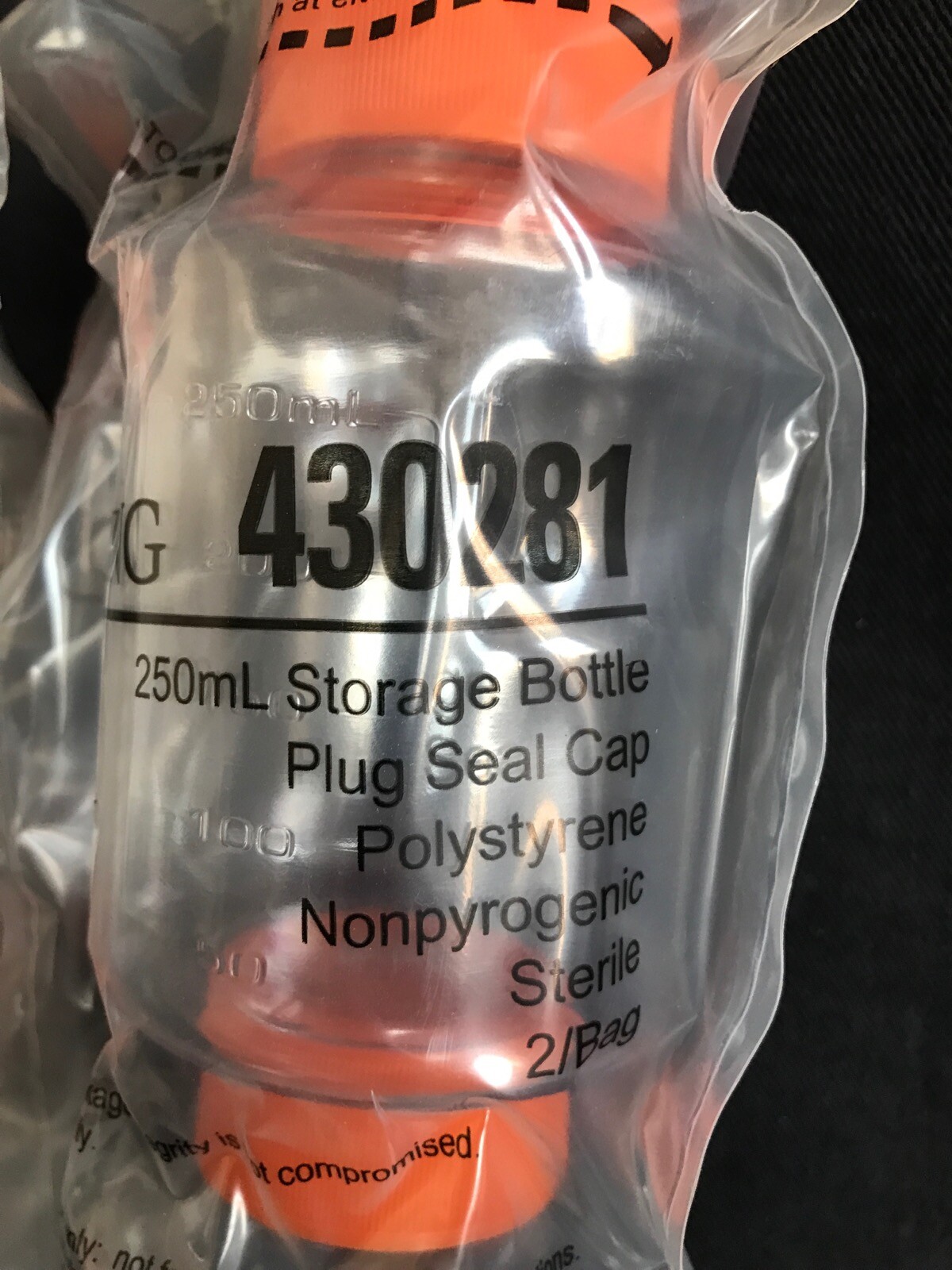 (4) CORNING 250mL Graduated Easy Grip PS Storage Bottles Plug Seal Caps ...