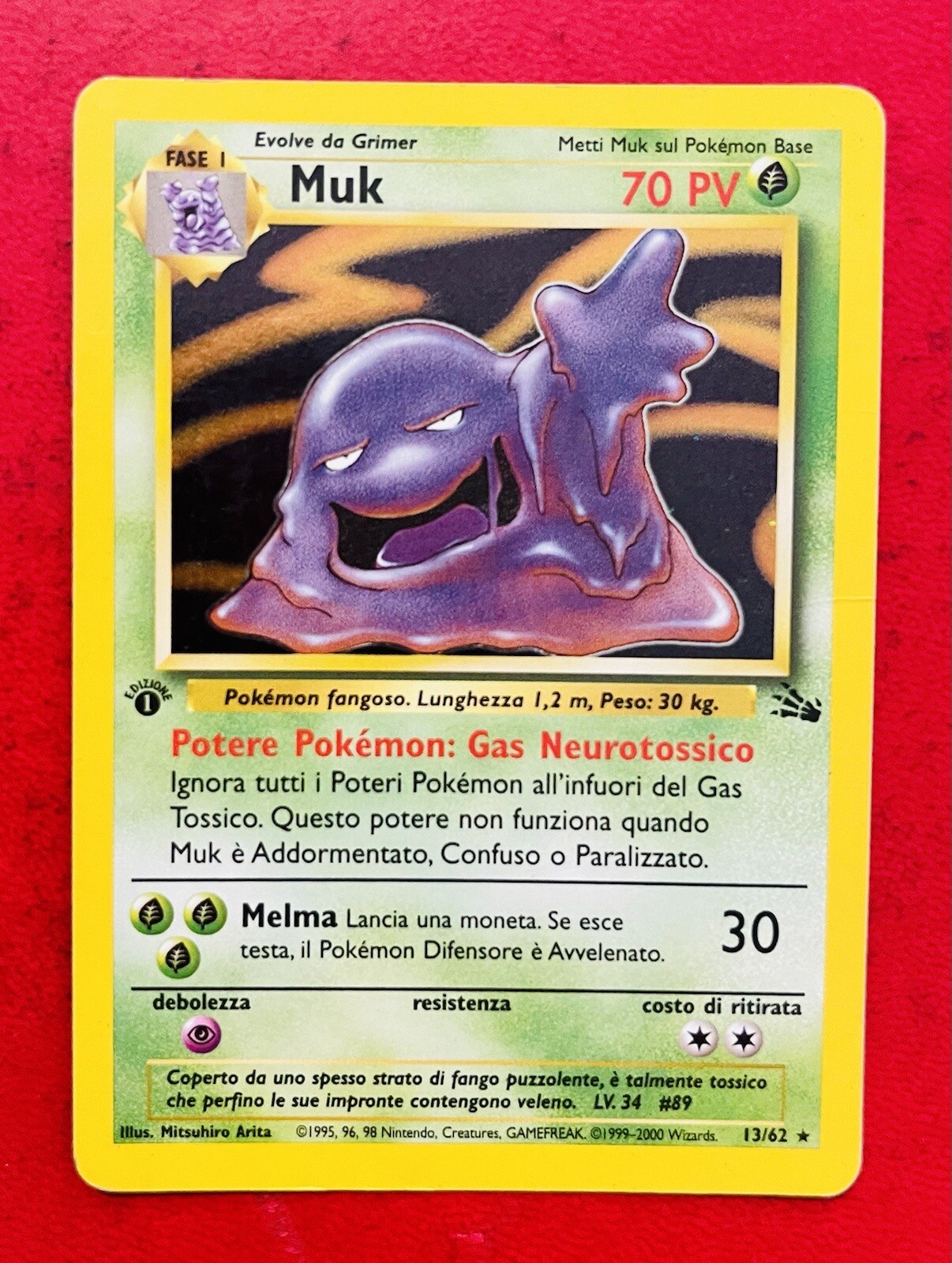 Lotto Carte Pokemon Muk 13/62 Holo Fossil Bellissima Prima Edizione ...