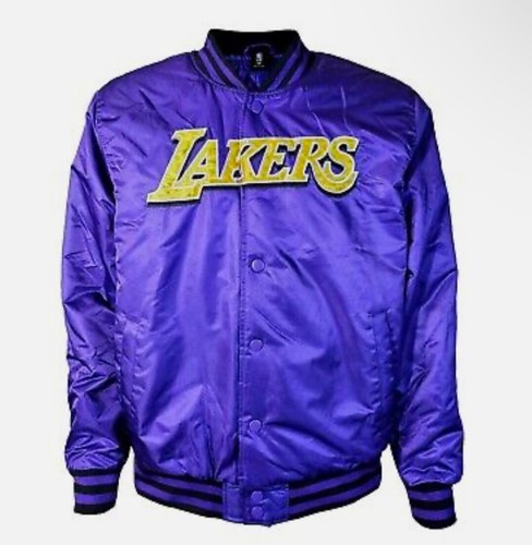 Ultra Game NBA Los Angeles Lakers Satin Bomber Varsity Jacket Men's 🏀 X ...