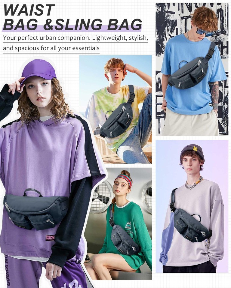 Fanny Pack Large Waist Bag Pack for Men Women Hip Bum Bag With ...