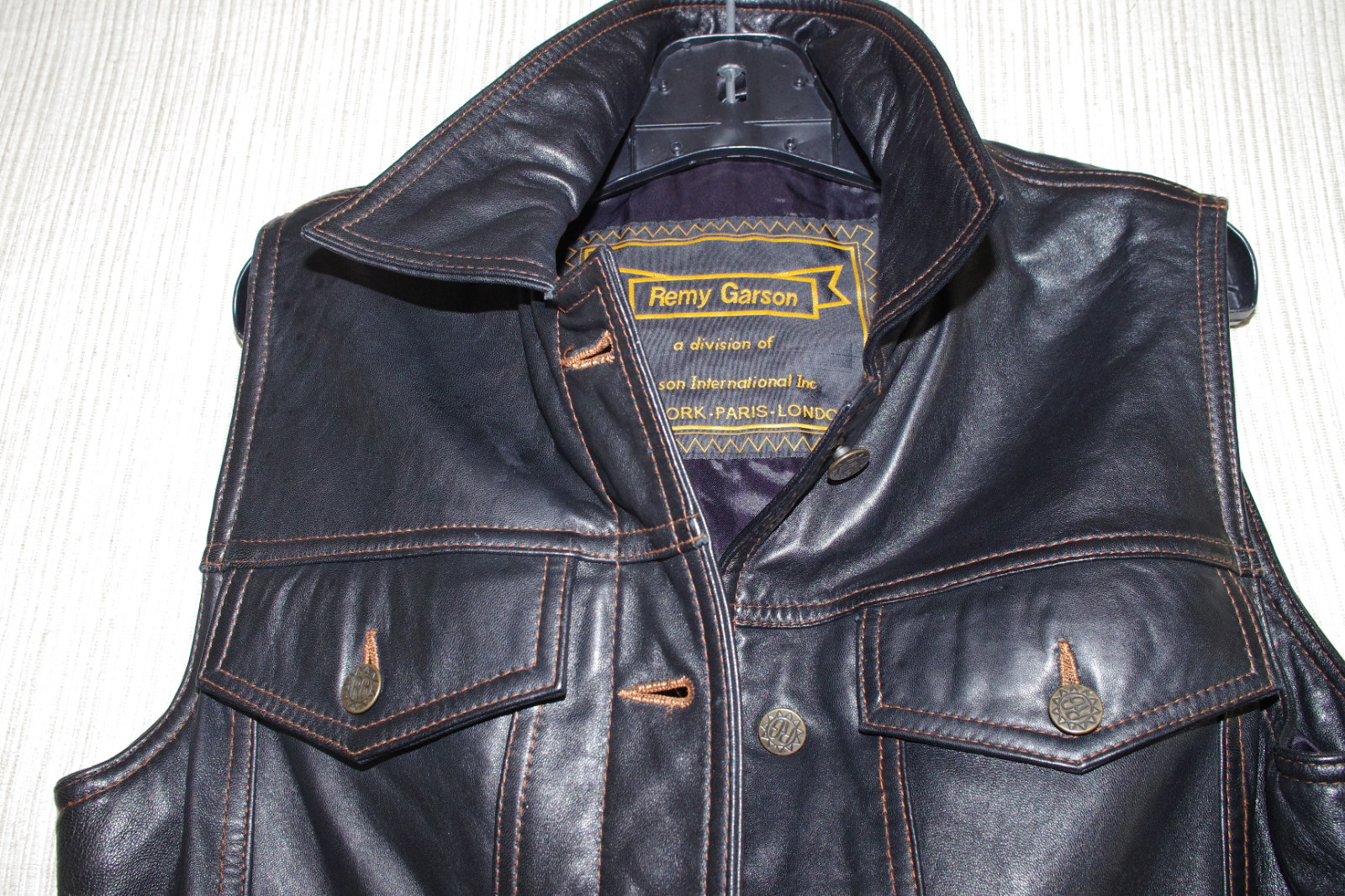 REMY GARSON GENUINE LEATHER CHARCOAL BROWN SLEEVELESS MEN'S JACKET VEST ...