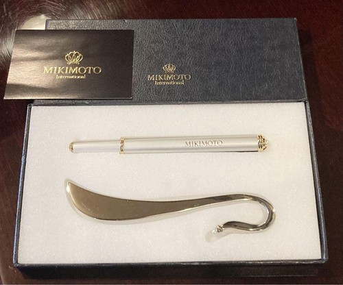 Mikimoto Ballpoint Pen With Pearl Bookmark Boxed | eBay