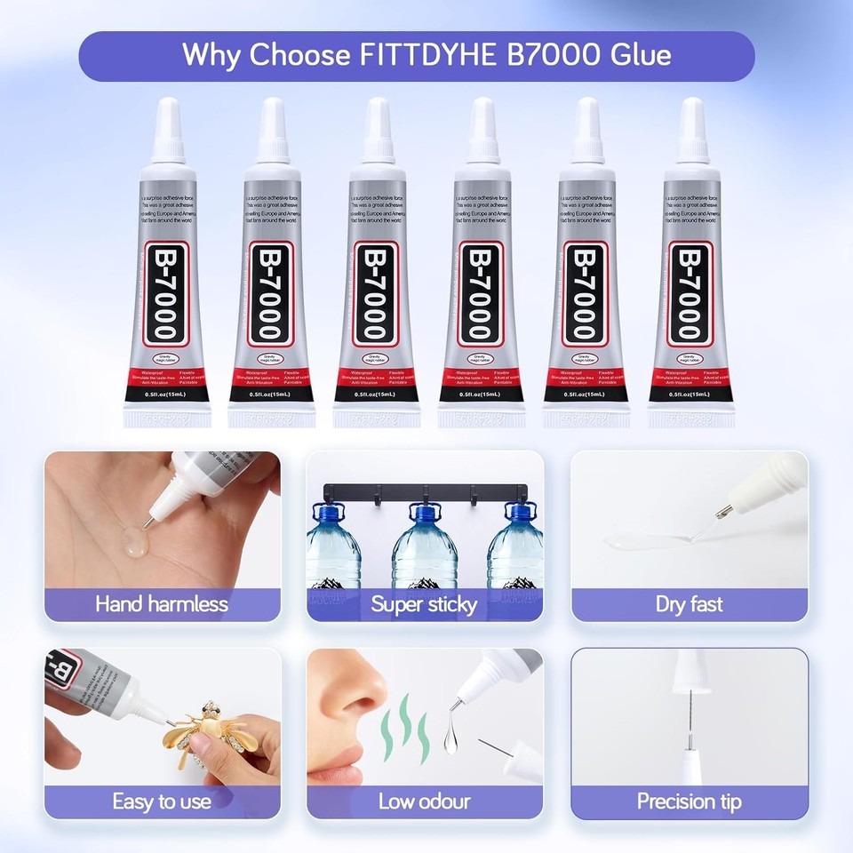 6PCS Jewelry Glue - 15ML/0.5fl oz Clear DIY Craft Glue for Rhinestones ...