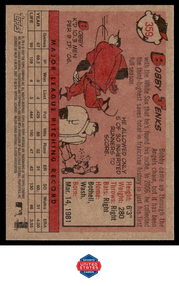 2007 Topps Heritage #359 Bobby Jenks | eBay