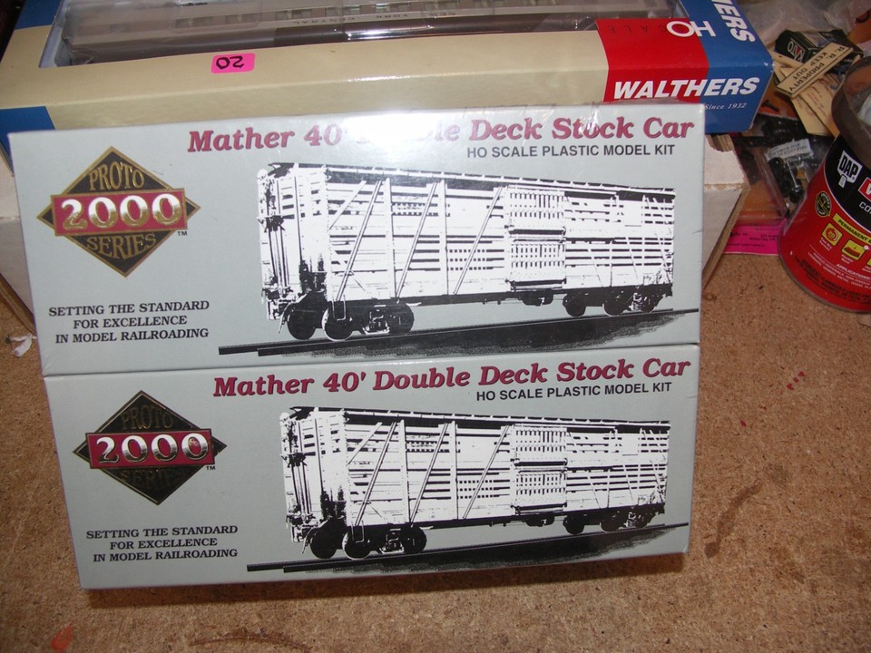 HO SCALE B&O 40' DOUBLE DECK STOCK CAR KITS, PROTO 2000, 4 NEW/UNBUILT ...