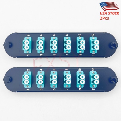 2Pcs Fiber Optic Adapter Panel 6 LC Duplex Aqua OM3 OM4 For CORNING CCH ...